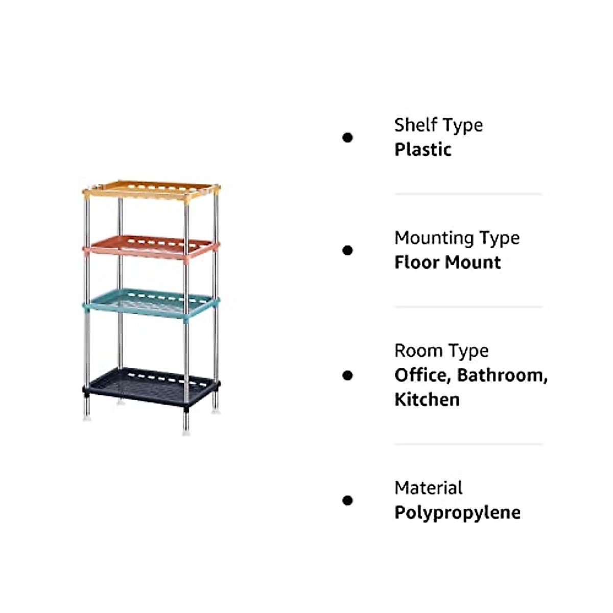 ruishetop 4-Tier Multicolor Plastic Storage Rack Easy Assembly Space Saving for Kitchen,Laundry Room,Bathroom
