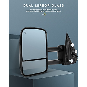 OCPTY Rearview Mirrors, Power Heated Towing Mirrors for 2014-2018 for Chevy Silverado 2014-2018 for GMC Sierra with Black Housing