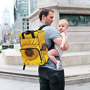 xigua Yellow Sunflower Diaper Bag Backpack Multi Function Baby Changing Bags Waterproof Large Capacity Travel Back Pack for Mom Dad