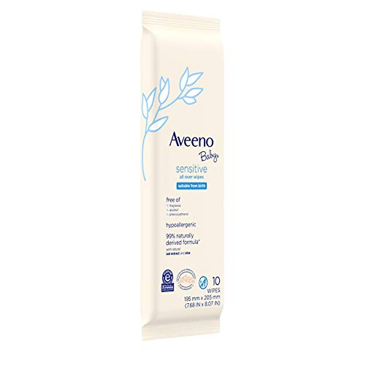 Aveeno Baby Sensitive All Over Wipes, Hypoallergenic, Paraben-& Fragrance-Free 10ct (Pack of 48, 480 Total Wipes)