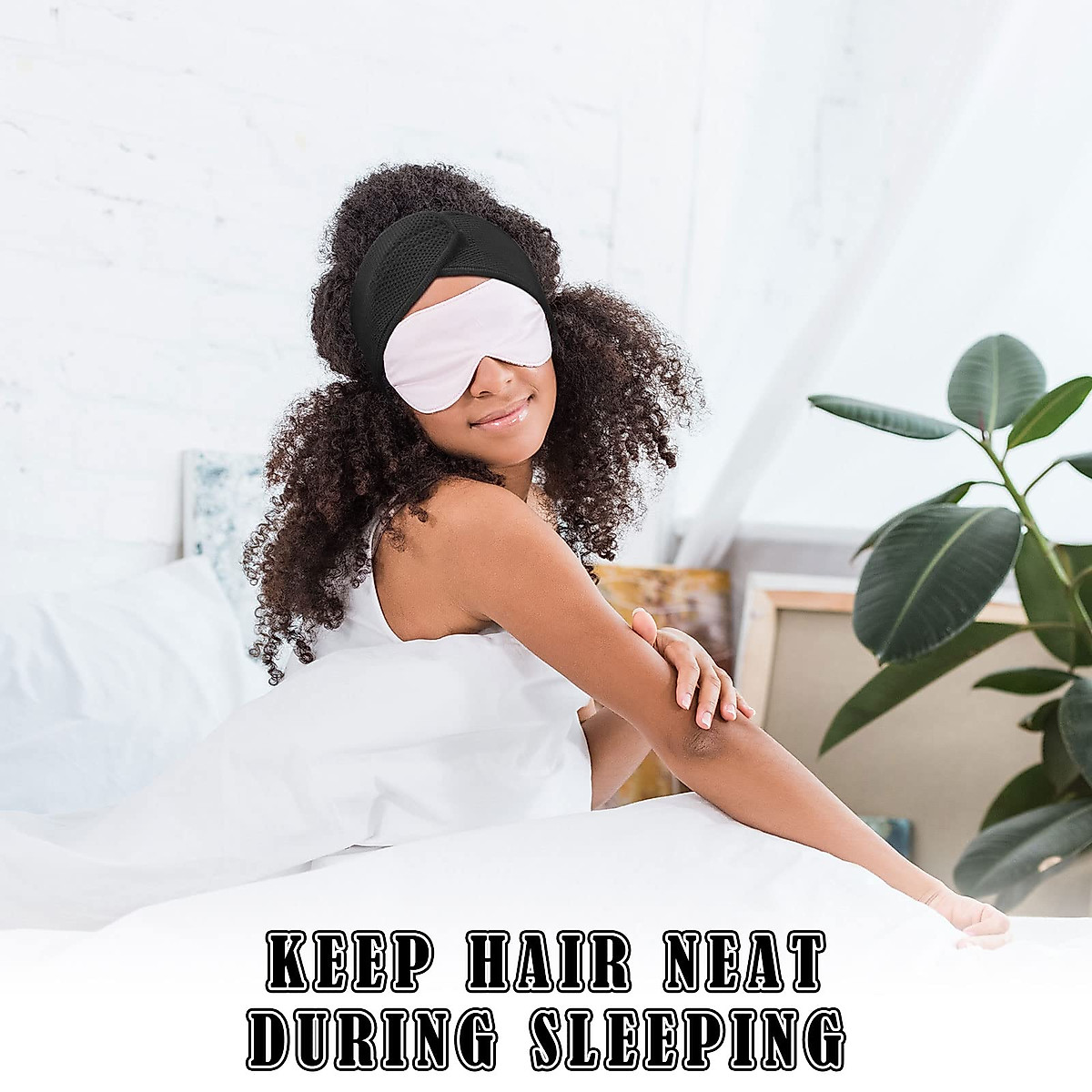 Haysandy Hair Wrap, 4 Pieces Mesh Hair Wrap for Black Women - Face Wash Makeup Hair Accessories Headbands (Black, Blue, 1 Count Pack of 1)