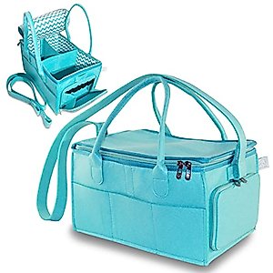 LaLaLuna Diaper Caddy Organizer for Baby Girl & Boy Changing Table Diaper Organizer Car Diaper Caddy Newborn Caddy Portable Diaper Caddy for Dresser Felt Baby Diaper Caddy Teal