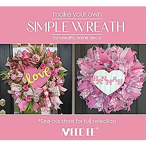 MEEDEE Pink Burlap Ribbon 1.5 Inch Pink Wired Ribbon Light Pink Burlap Ribbon Wired Baby Pink Ribbon for Baby Shower, Crafts, Wreath, Wedding, Gift Wrapping, Garland, Bows Making, Swag (10 Yards)