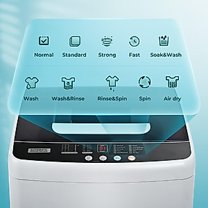 Euhomy 1.03cu.ft Portable Washer, 8.8LBS Capacity Small Portable Washing Machine with 10 Programs 5 Water Levels, Drain Pump and LED Display,Compact Washer for Apartments, RVs, Homes, Light Gray