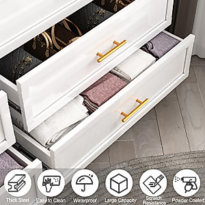 pozdeg 5 Drawers Dresser for Bedroom, 53.5" H Tall Metal Storage Organizer Drawer Chest with Large Capacity, Office Home Multi-Functional Accent Cabinet for Bedroom Hallway Closet