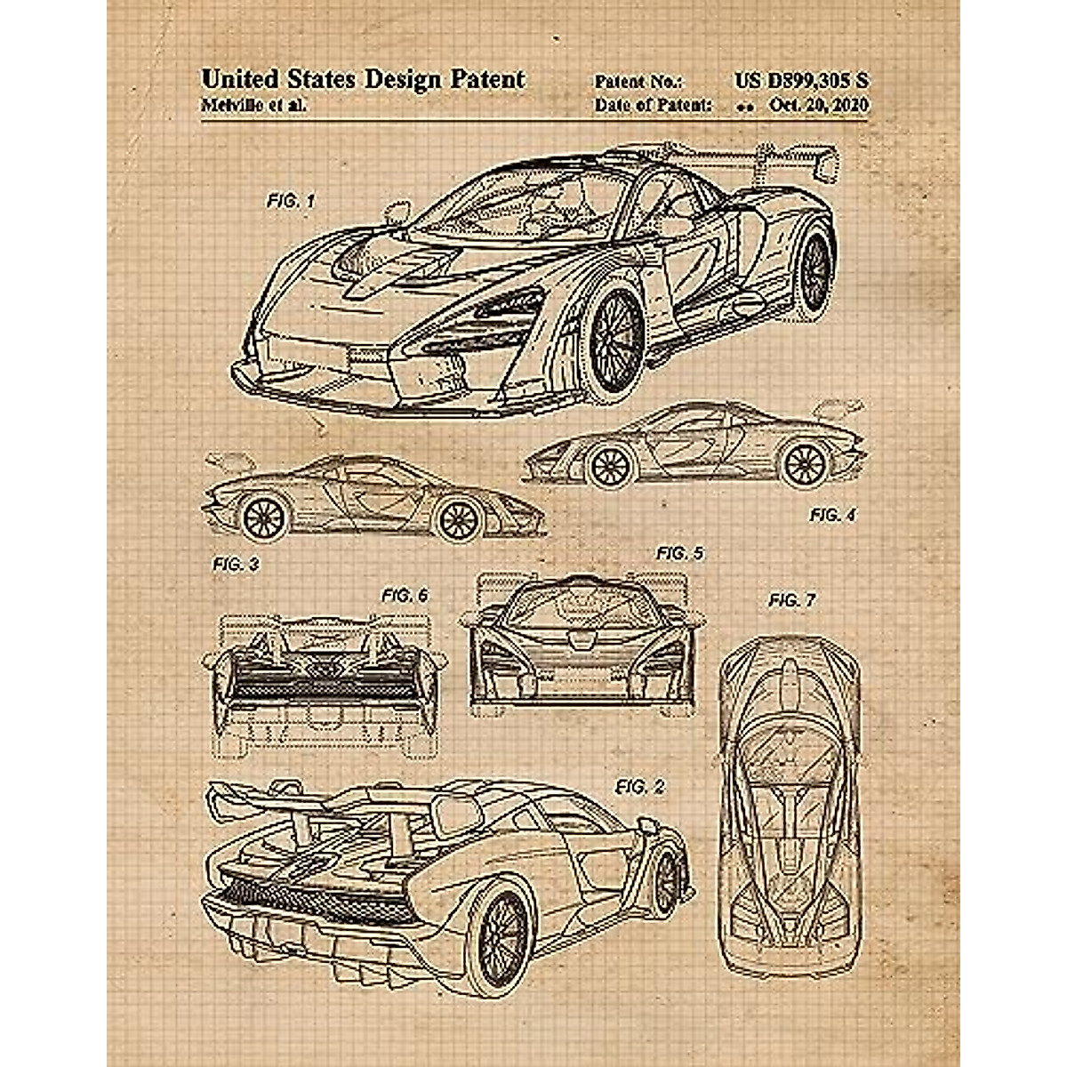 Classic Cars Collection Patent Prints, 4 (8x10) Unframed Photos, Wall Art Decor Gifts Under 20 for Home Office Man Cave College Student Teacher F1 McLaren Aston Martin Audi Porsche Team Racing