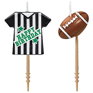 Multicolor Football Birthday Pick Candles - 3" (6 Pcs) - Vibrant Cake Decoration for Sports-Themed Birthday Celebrations