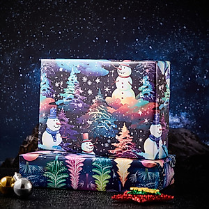 Vnaaem Christmas Wrapping paper for Boys Girls Kids - Rainbow Xmas Gift Wrap with Snowflakes Tree Snowman Reindeer Design for Christmas Holiday - 20 X 28Inches Per Sheet(8 Pack)