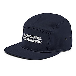 Paranormal Investigator Ghost Hunting Spirits Ghost Hunter 5 Panel Camper Hat Baseball Cap Navy Blue