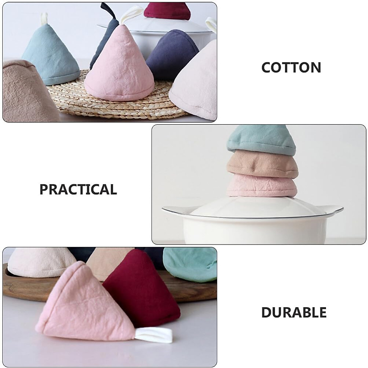 Cabilock Oven Mitt Oven Mitt 4pcs Cotton Hot Handle Holder Triangle Skillet Handle Covers Non- Pan Griddle Covers for Home Hot Pot Silicone Pot Lids Silicone Oven Mitts