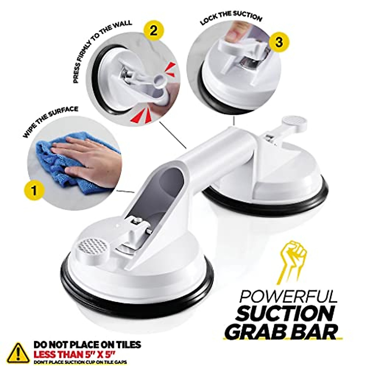 Shower Chair Set of 5 Includes Suction Grab Bar & Suction Cup Shower Head Holder & Back Scrubber & Additional Sponge Tool Free Shower Chair with 8 Adjustable Heights Portable Bath Chair for Elderly