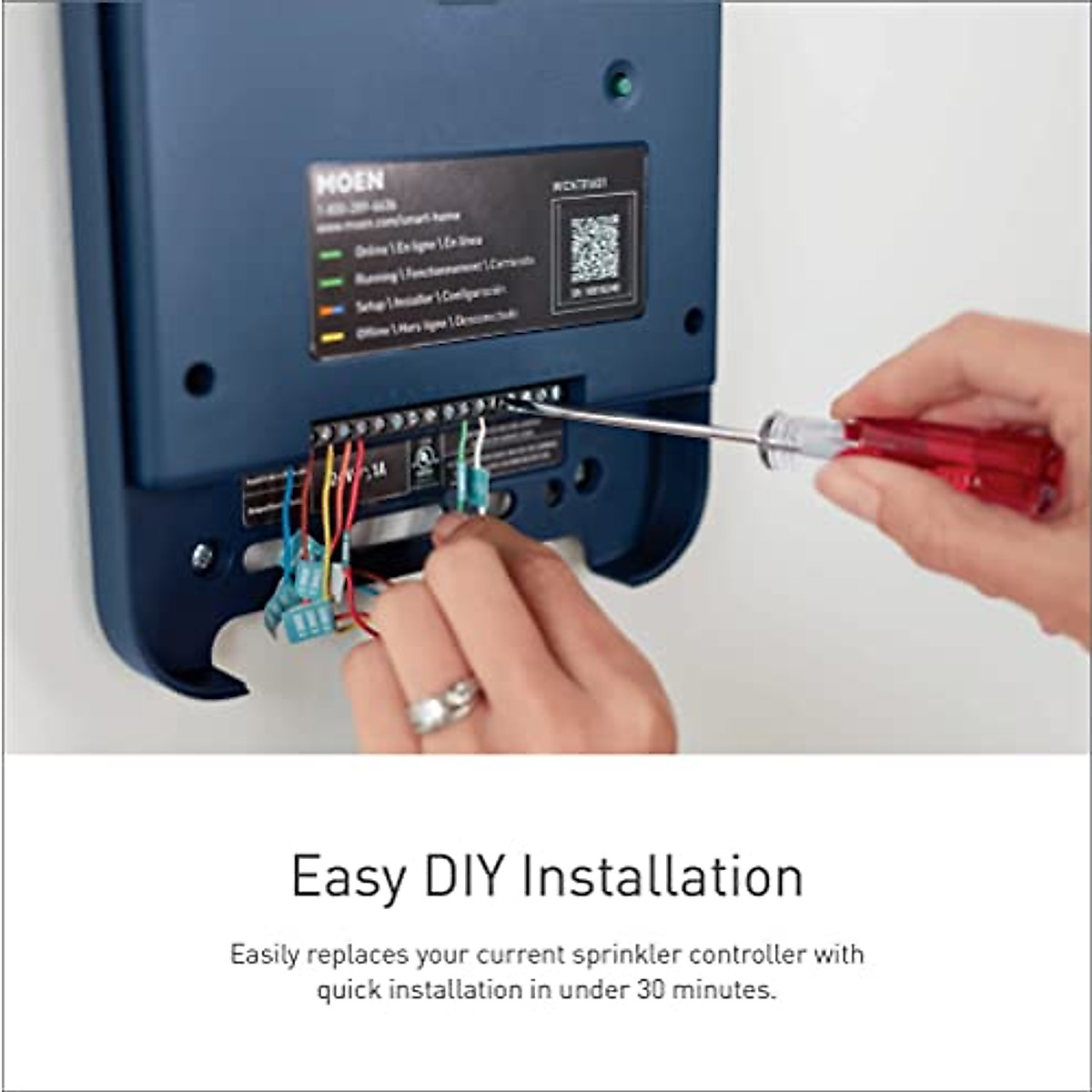 Moen WICNT008G1USA 8-zone Smart Sprinkler Controller, WI-FI Connectible, Automatic Water Timer, Smart Irrigation System, Scheduling, Adjustable, Shutoff, Easy to Install