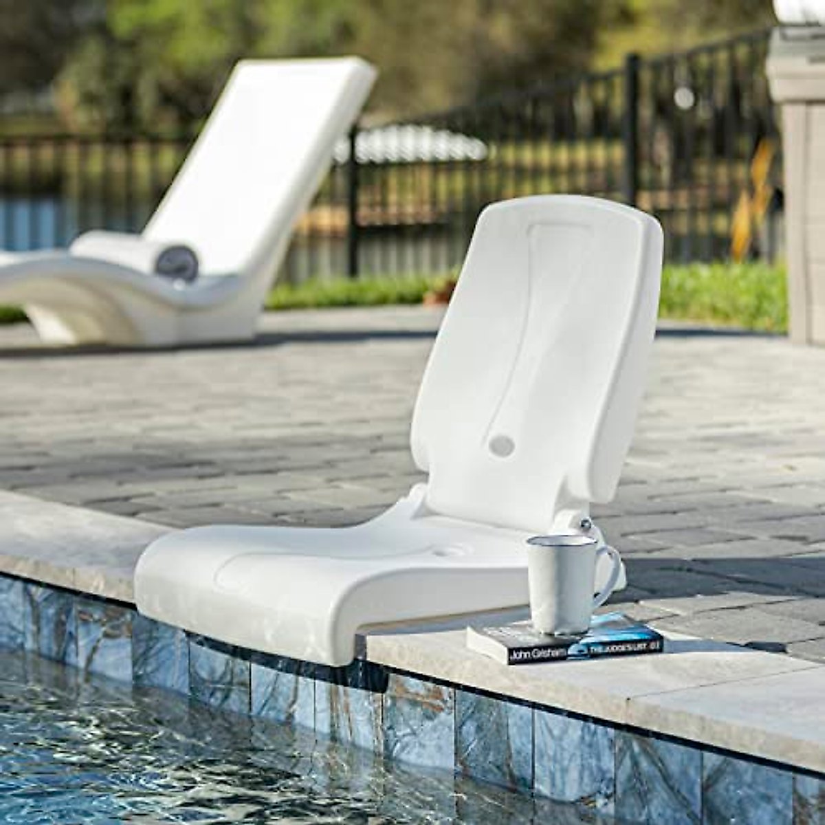 Step2 Flip Seat – White – Foldable, Portable Seat Stays in Place on Edges of Pools, Docks and Tailgates – Ideal for Pool Edge, Beach, Tailgating, Camping, Back Support While Sitting on Floor and More