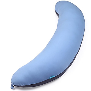 BYRIVER 43" Long C Shaped Body Pillow for Adults Men Women, Side Sleeper Pillow for Neck Shoulder Back Pain Relief, Cooling Post Sugery Pillow Pregnancy Pillow, Blue Black Washable Pillowcase (XL)