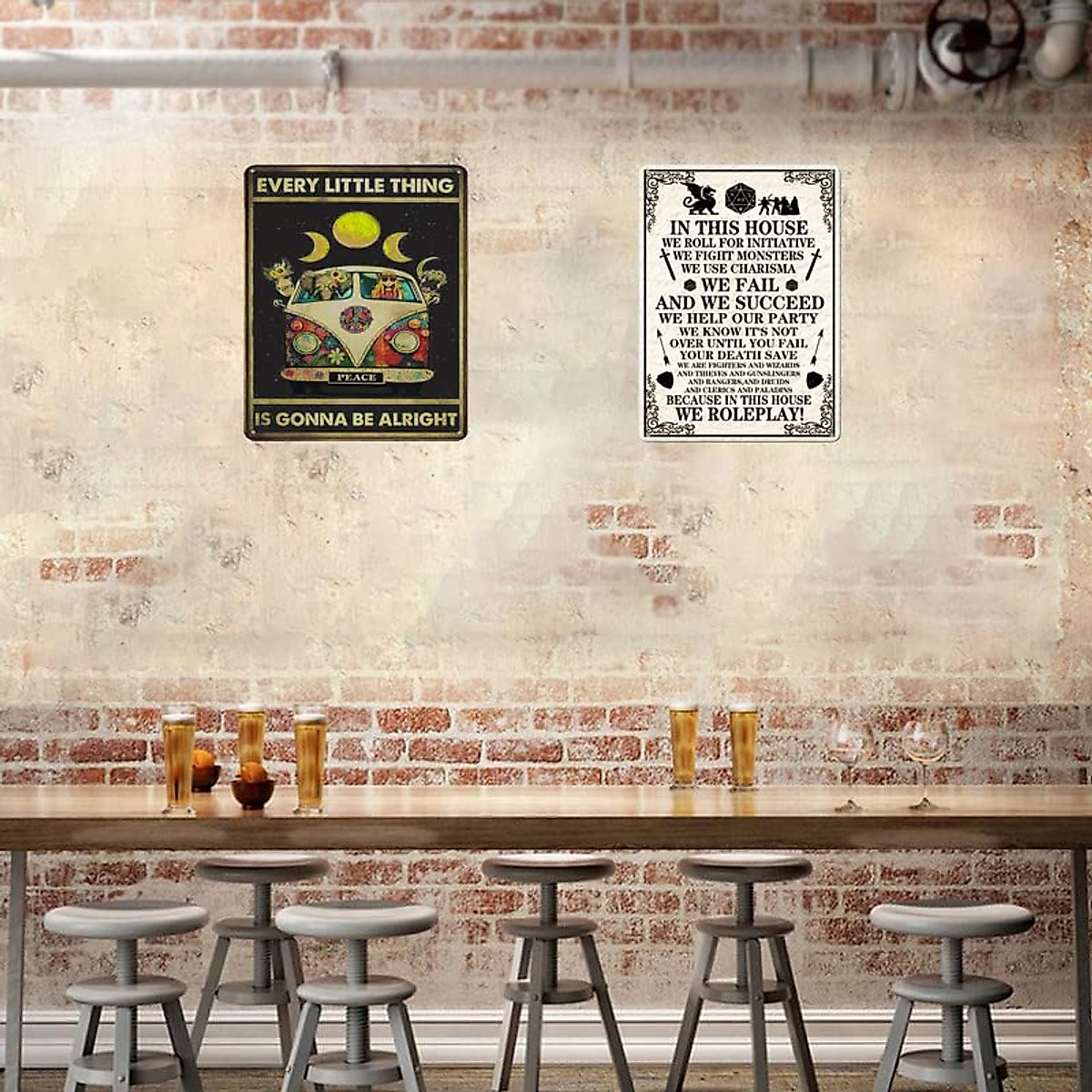 KONMPFEY Funny Hippie Room Decor Every Little Thing Is Gonna Be Alright Retro Metal Tin Sign Wall Art Posters For Hippie Gifts Man Cave Home Coffee Bar Signs 8x12inch
