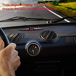 Tiemahun Black Car Parking Sensor Vehicle Truck Reverse Backup Radar System with LED Digital Display，4 Weather Proof Parking Sensors & Sound Warning（BiBiBi） (X67D)