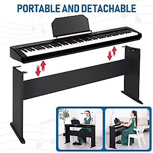 CADEME C-811D 88-Key Weighted Keyboard Digital Piano,Beginner Piano Full Size Electric Keyboard with Stand, Power Adapter, Triple Pedal (Black)