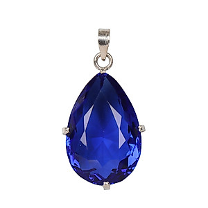 GEMHUB 80.00 Ct. Stunning Blue Topaz Oval Cut Gemstone Pendant Without Chain, Handmade Sterling Silver
