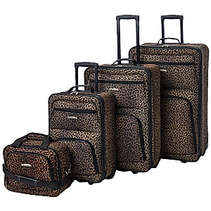 Rockland Jungle Softside Upright Luggage Set, Leopard, 4-Piece (14/19/24/28)