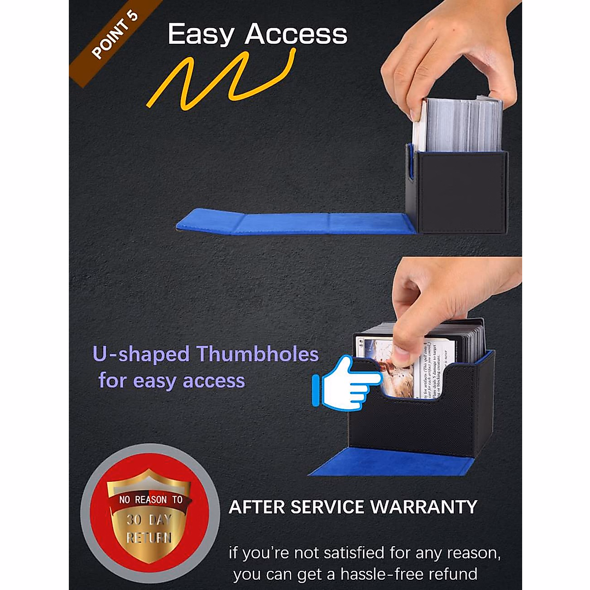 Venssu Card Deck Box,Horizontal Card Deck Case,Card Storage,commander deck box, trading card box,Leather Large Size Fit 120 Plus Sleeved Cards Compatible with board game MTG TCG CCG