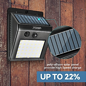 J luster Solar Outdoor Lights [4pack/3 Working Modes] Motion Sensor Security Lights, IP 65 Water Proof, Outdoor use for Patio, Wall, Garden Fence and Front Door(42 Led)…