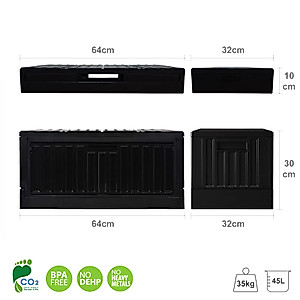 livinbox 45L Stackable Foldable bins for storage, Collapsible Storage Bins w/lids Side-Open Door, Home Office Bedroom Living Room Comic Books, Black, FB-6432S-BK