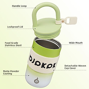 BJPKPK 13oz Tumbler With Lid And Handle Insulated Tumblers Cup Stainless Steel Coffee Mug,Cucumber