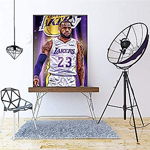 Lebron James Canvas Wall Art,LA Lakers Poster Wall Art Print,Star Forever Legend Picture Artwork for Home Decor,Lebron Canvas Wall Poster Print for Men Boys Bedroom Decor ,Unframed.(16"x 24")