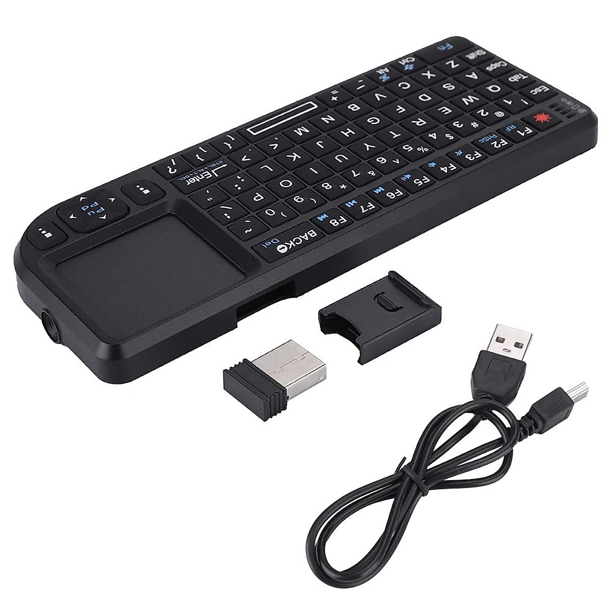 Serounder 2.4GHz Touchpad Keyboard,RT-MWK02 Mini Keyboard Rechargeable Ultra-Thin Mini USB Backlit Keyboard with IR Light for HTPC for PS3/4 for 360 and ONE(QWERTY Keypad)