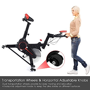 Goplus Stationary Bicycle, Indoor Cycling Bike, with Heart Rate Sensors, LCD Display, Professional Exercise Bike for Home and Gym Use (Standard)