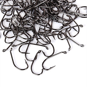 Universal Fly Fishing Hooks 50pcs Fly Fishing Dry Fly Hook Standard Wire Nymph Fish Hook Black Finish Trout Fly Tying Material Carp Sharp Accessories Freshwater Saltwater Fishing Hooks ( Color : 6 , S