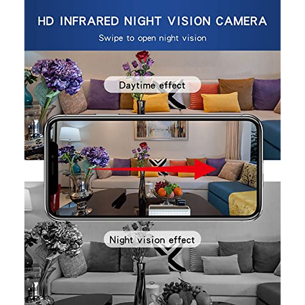 senri Mini Camera Hidden Camera 1080p HD with Video Live Feed WiFi, Portable Night Vision Nanny Cam Home Security Surveillance Baby Monitor, Outdoor Monitor for Pets