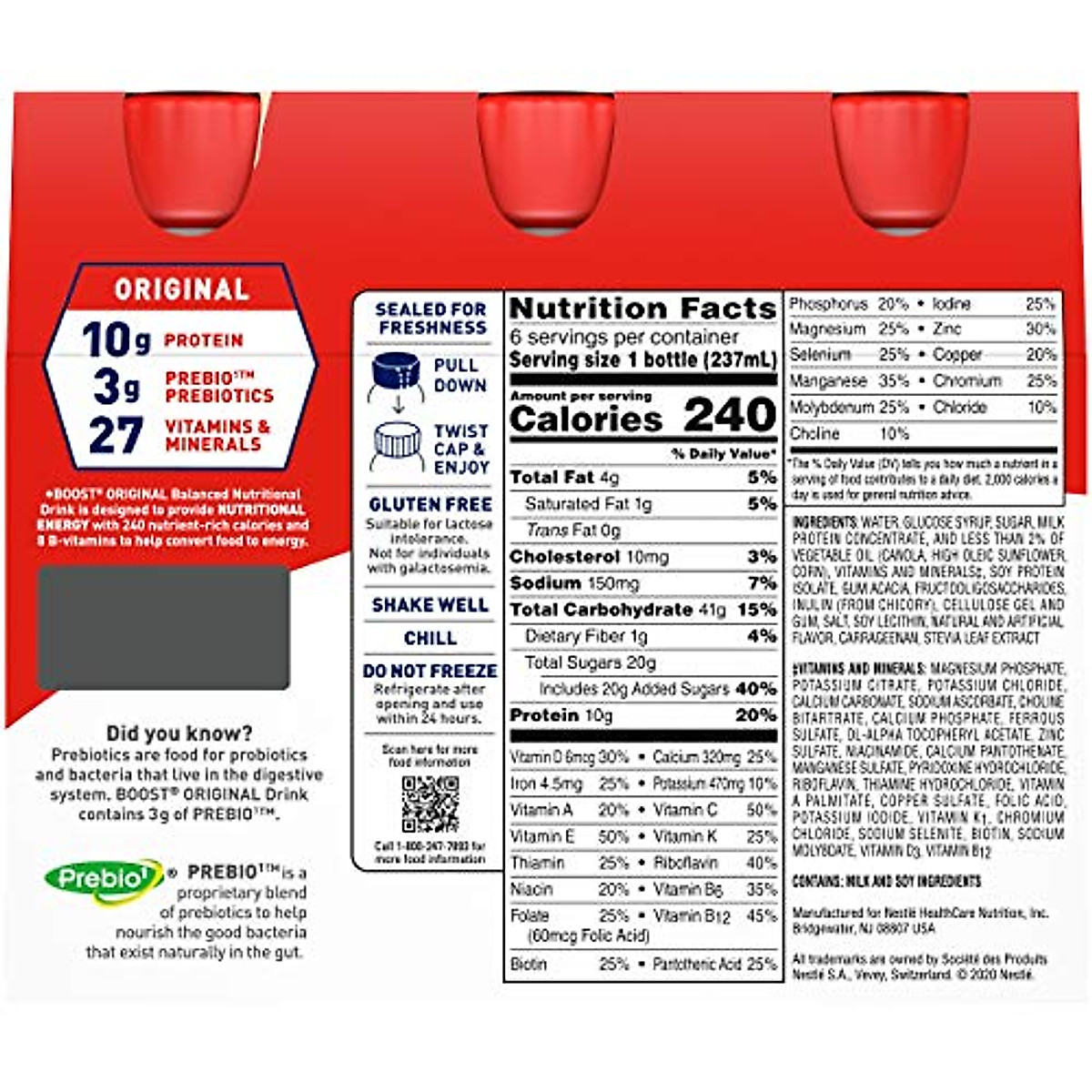 BOOST Original Balanced Nutritional Drink, Very Vanilla, 8 FL OZ (Pack of 6)