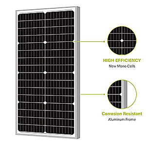 Newpowa 50W Solar Panel 50W(Watts) 12V(Volts) Monocrystalline PV Module High-Efficiency Battery Maintainer Power for Battery Charging of Boat RV Camper SUV and Other Off-Grid Applications