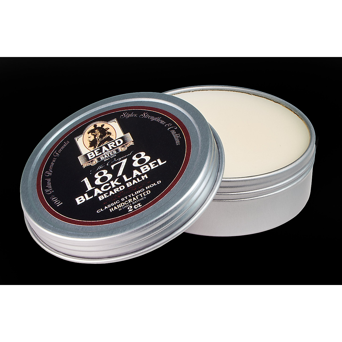 Beard And Bates | 1878 Black Label Beard Balm - Classic Styling Hold | 19th Century Beeswax Formula, Premium Oils | Made in USA