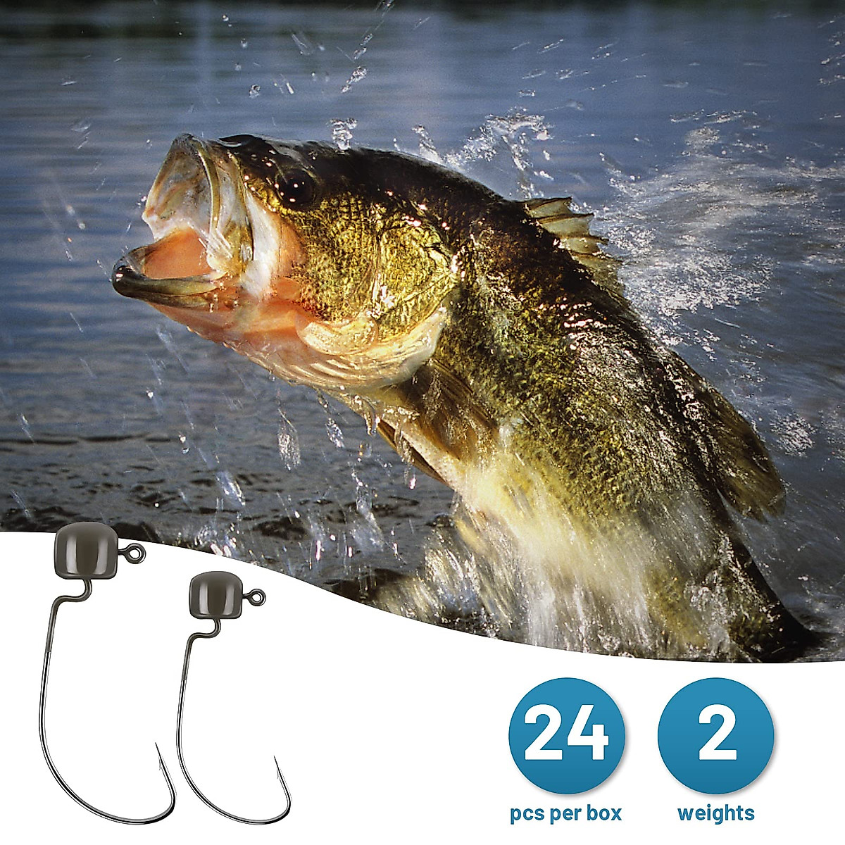 MadBite Ned Rig Jig Hook Kits, Finesse Mushroom Jig Heads for Soft Lures (Green Pumpkin (Wide Gap), 3/16 oz)