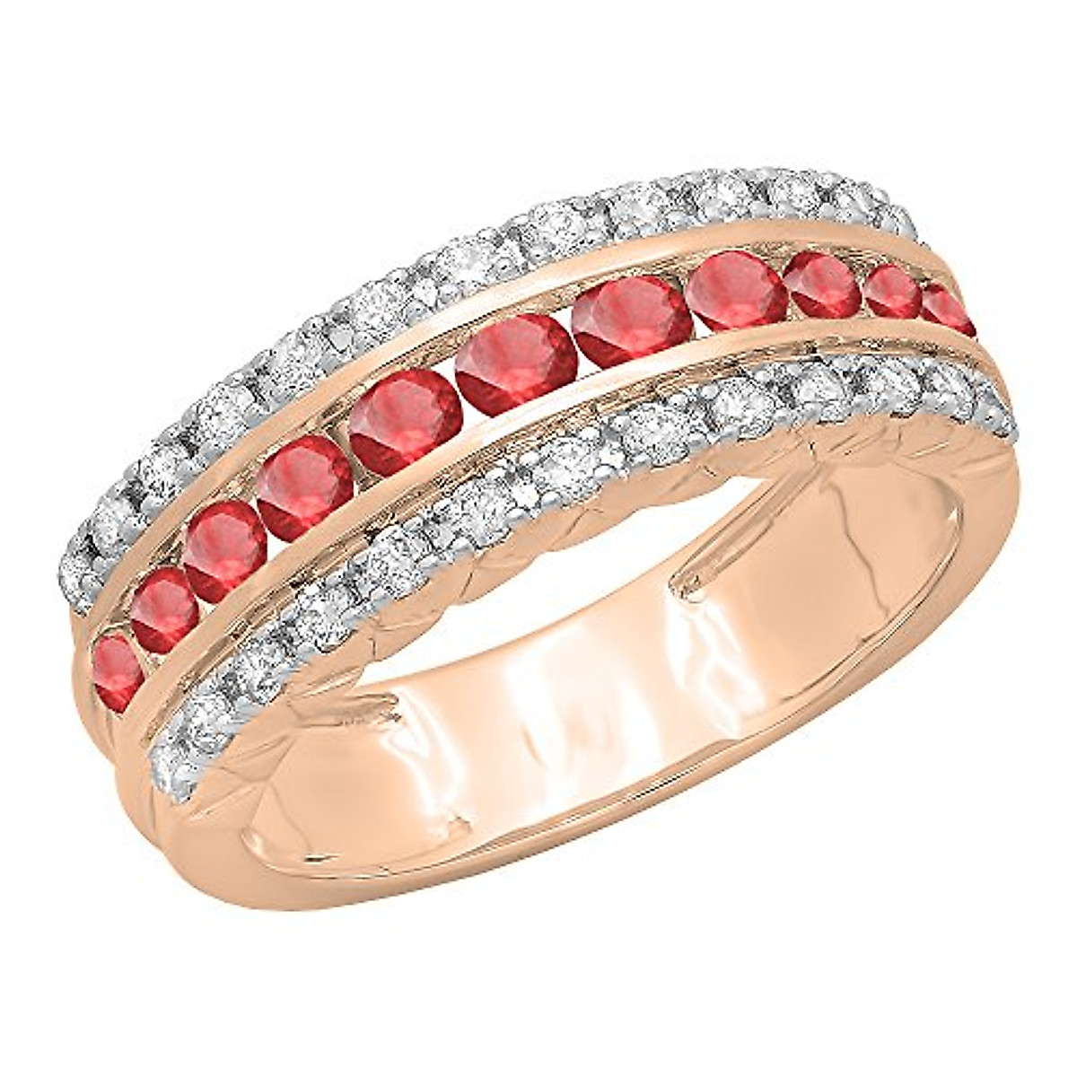 Dazzlingrock Collection Round Ruby & Diamond Engagement Ring for Women in 14K Rose Gold, Size 9