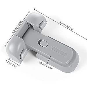 CLYMENE Refrigerator Fridge Freezer Door Lock for Kids, Child Proof Refrigerator Latch Lock to Keep Door Closed, No Tools Required and Easy Installation (Grey)