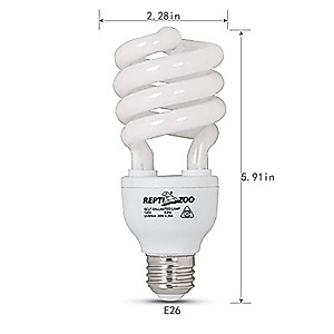 REPTIZOO Energy Saving Lamps UVB Bulb,Spiral Compact 26 Watts UVB 10.0 Reptile Light Bulb Fit for Desert Type Reptile/Snake/Lizard/Insect/Leopard Tortoise