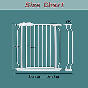 COSEND Extra Wide Baby Gate Tension Indoor Safety Gates White Metal Large Pressure Mounted Pet Gate Walk Through Long Safety Dog Gate for The House Doorways Stairs (33.86"-38.58"/86-98CM, White)