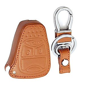 Rpkey Leather Keyless Entry Remote Control Key Fob Cover Case protector Replacement Fit For Aspen PT Cruiser Sebring Avenger Charger Durango Magnum Jeep Commander Grand Cherokee Liberty M3N5WY72XX