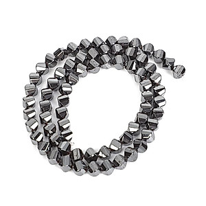 NHBT YU Natural Stone Beads Cut Corner Black Hematite Twisted Beads for Jewelry Making Needlework Bracelet DIY T87 (Color : H8476, Item Diameter : 4mm About 110 pcs)
