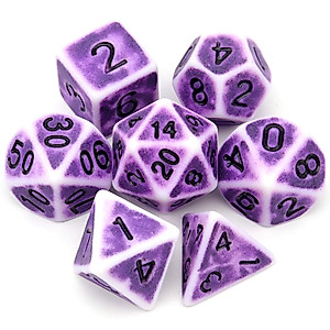 Haxtec Ancient DND Dice Set 7PCS Purple Polyhedral Dice for Dungeons and Dragons Pathfinder RPG
