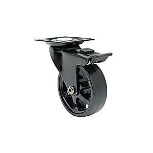 Headbourne 8276E 3 inch Polyurethane Mag, 4 Pack Designer Caster, 3-Inch, Gloss Black, 4 Count