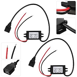 Weewooday 12v to 5v Dc Converter Buck Module USB Output Power Adapter Dc Car Power Converter Regulator(2 Pieces)