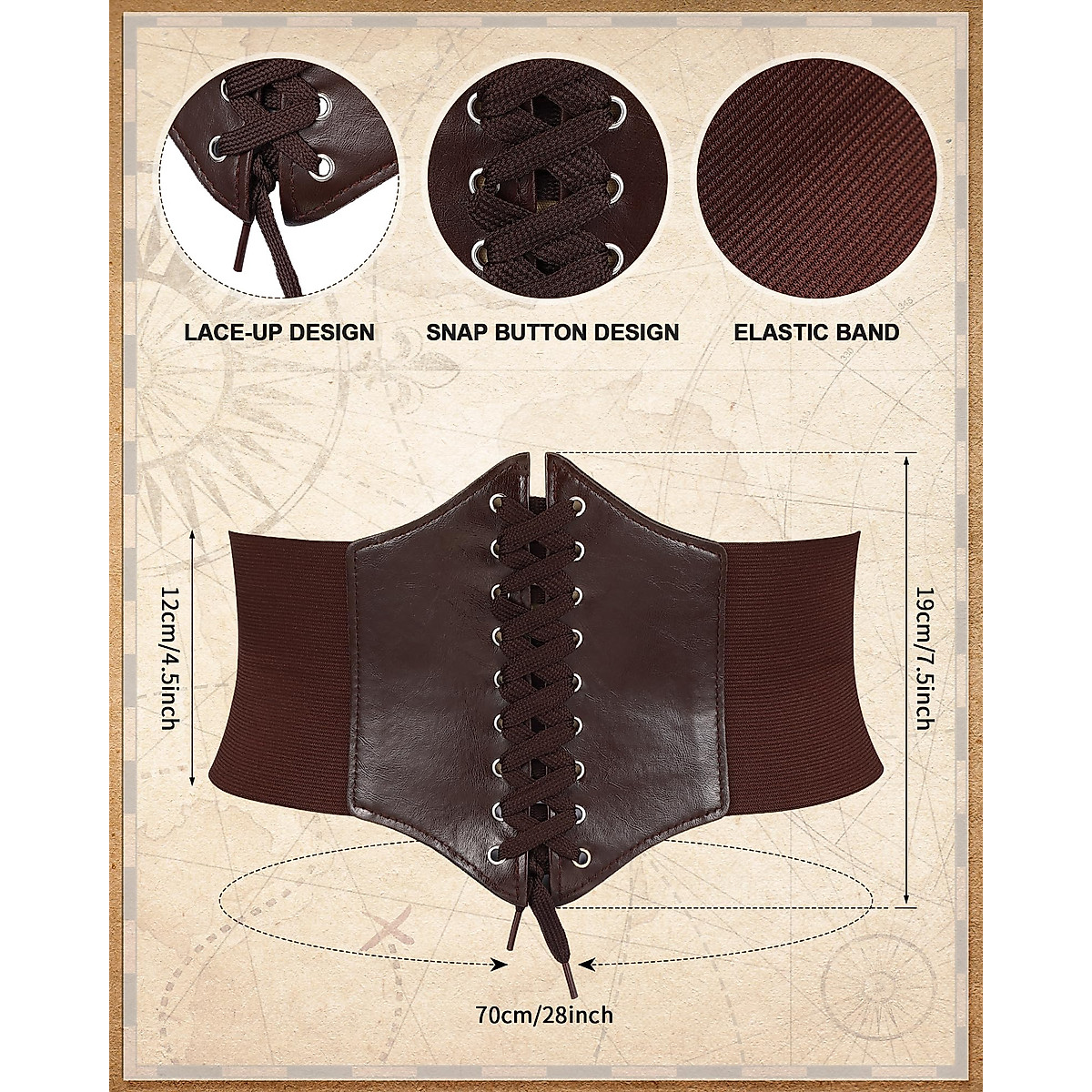 Jiuguva Women's Renaissance Corset Waist Belt Medieval Viking Belt Medieval Leather Belt Pouch Costume Accessories