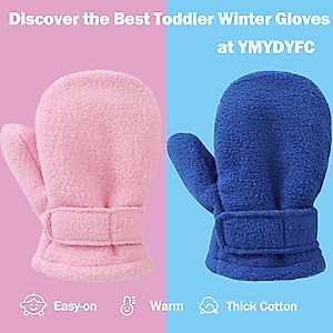 Baby Toddler Mittens Boys Girls Winter Outdoor Gloves Kids Easy-On Fleece Warm Mittens Black 3 Pair M（1-2 years）
