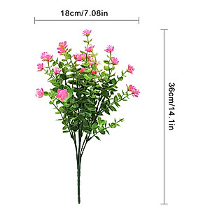 GKONGU Artificial Flowers, 4 Bundles Fake Eucalyptus UV Resistant Flowers Plastic Lotus Flowers Bouquets Greenery Shrubs Plants for Indoor and Outdoor Garden Porch Patio Office Home Decoration