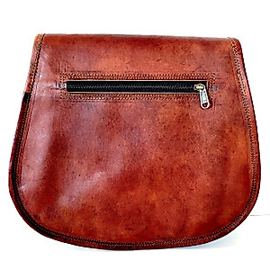 Firu-Handmade 12 inches Vintage Style Brown Leather Crossbody Bag Messenger Satchel Tablet Bag for Men and Women