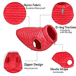 Dog Jacket for Small Medium Dogs Girl and Boy, Warm Winter Sweater with Leash Hole, Dog Coat Pet Costume, Puppy Clothes for Chihuahua Pomeranian (Large, Red)